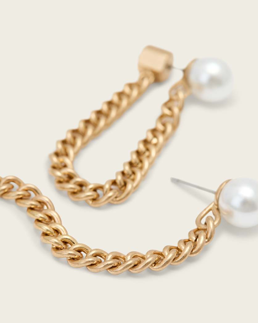 Lex Chain Pearl Earrings WARM BRASS | ALLSAINTS
